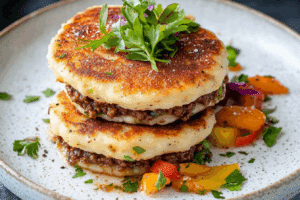 Mashed Potato Pancakes with Ground Beef Filling Delight - homeasyrecipes