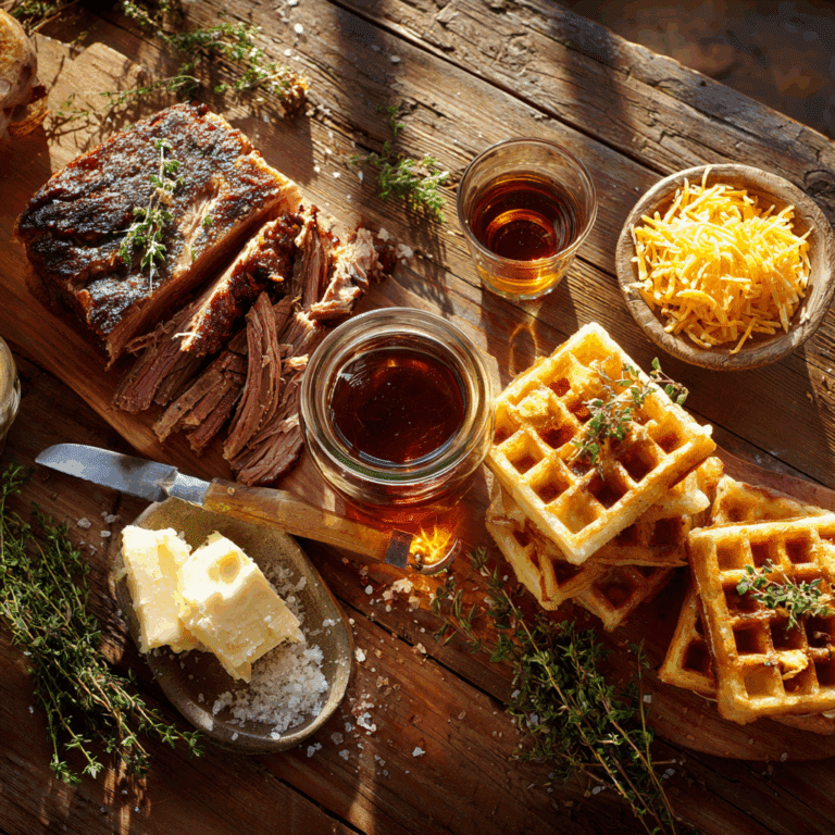 Bourbon Maple Brisket Grilled Cheese Wafflewich