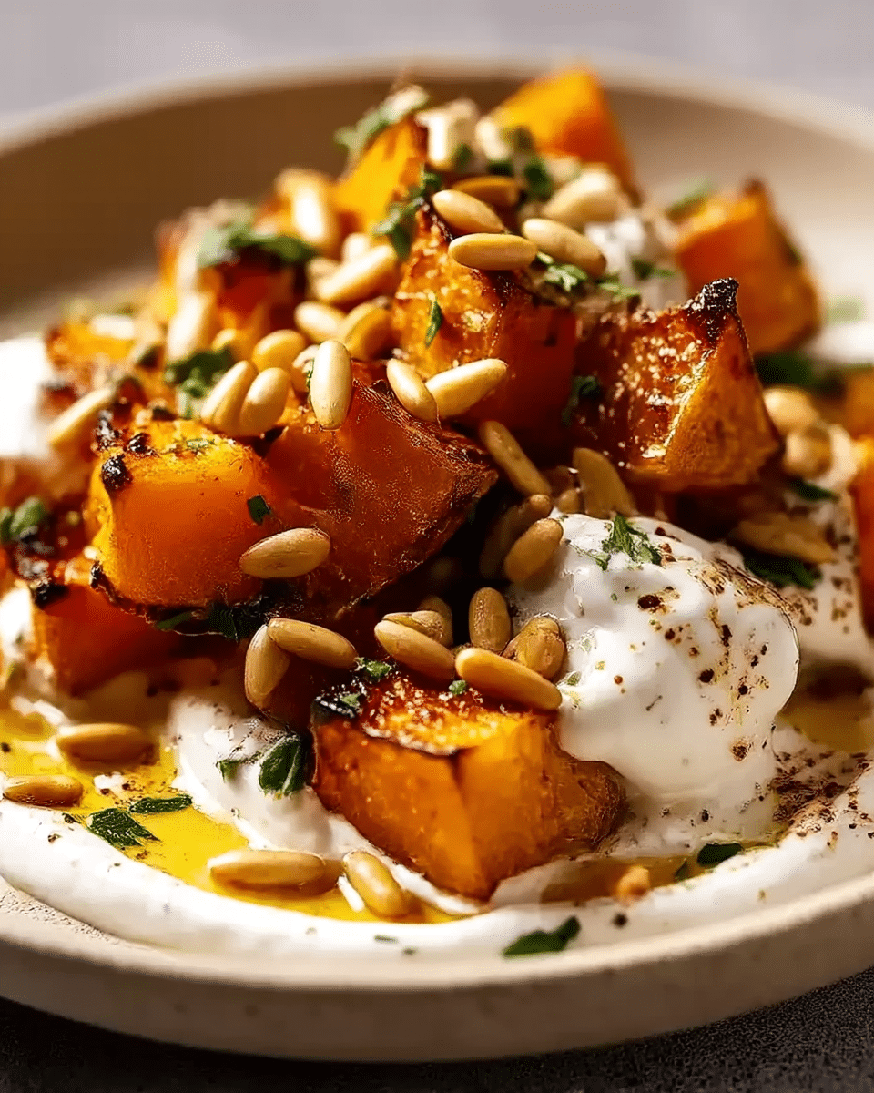 Savory Roasted Pumpkin with Creamy Lemon Yogurt and Crunchy Pine Nuts ...