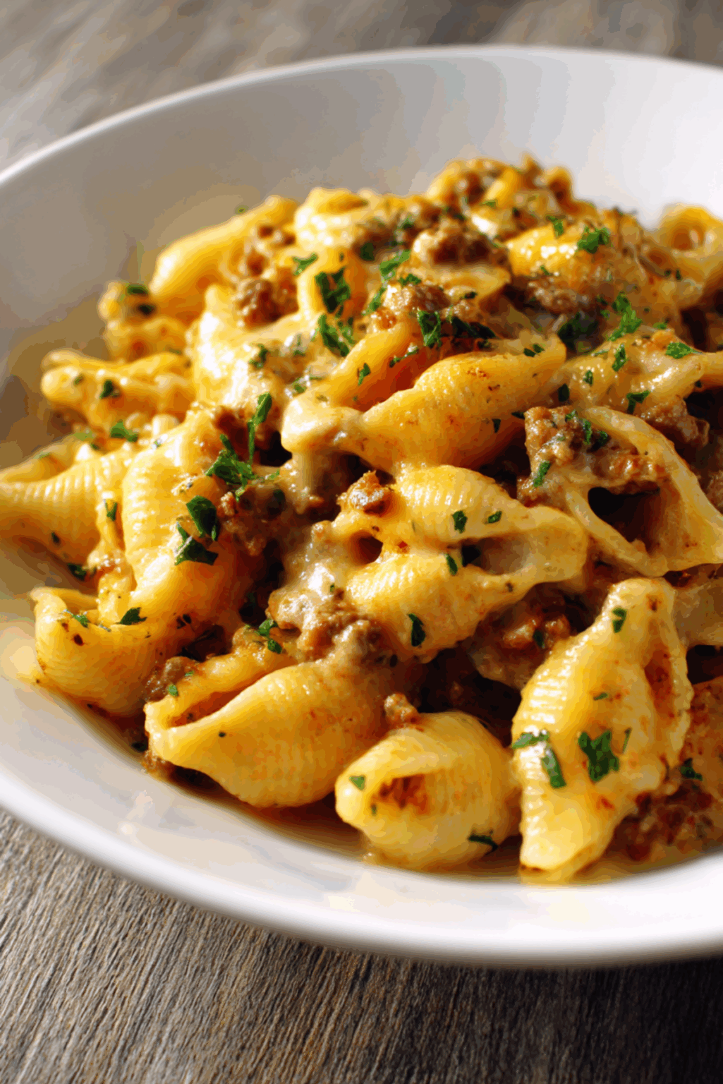 Crockpot Cheesy Ranch Beef Pasta Shells - homeasyrecipes