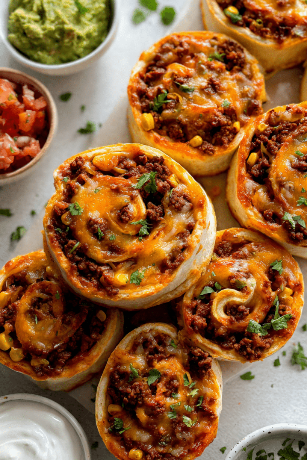 Ground Beef Salsa Corn Roll Ups - homeasyrecipes