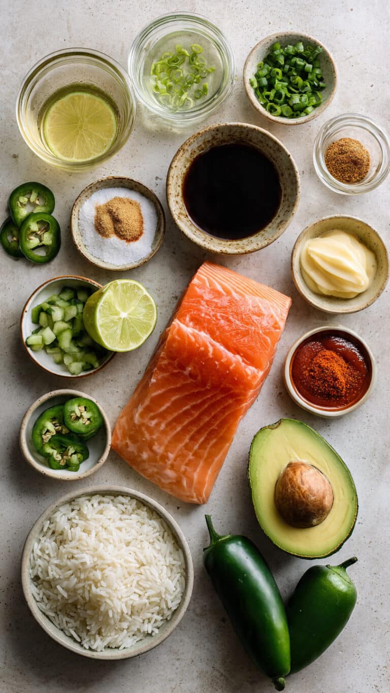 Spicy Salmon Sticky Rice Roll Ups - homeasyrecipes